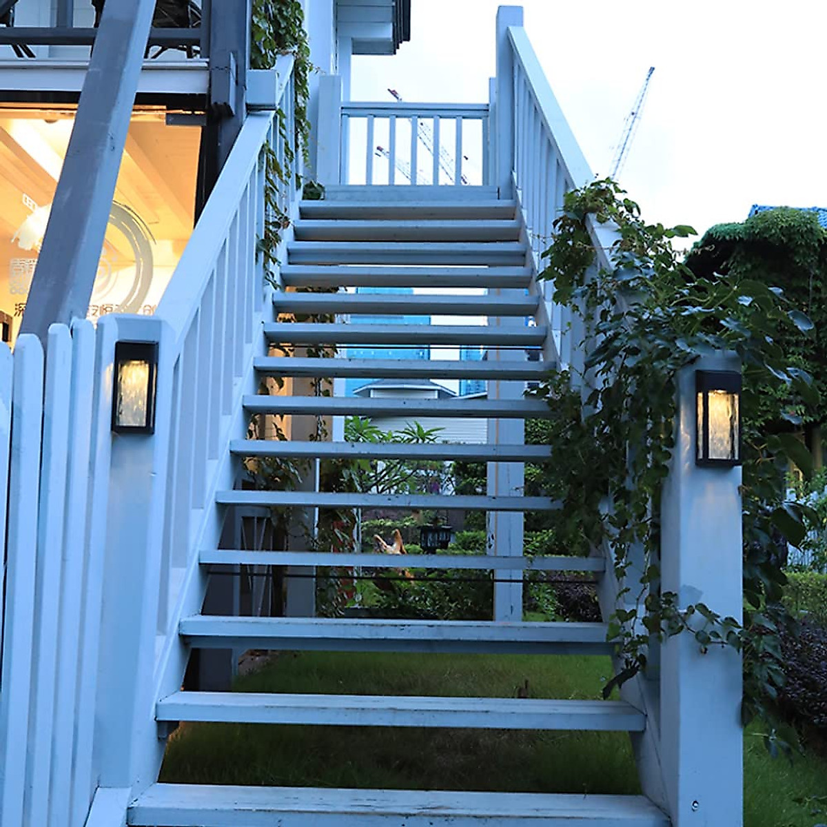 LANTKD 4pcs Solar Outdoor Garden Wall Lamp, Home Garden Villa Arrangement Outdoor Waterproof Lamp Induction Lighting Street Lamp Landscape Lamp