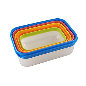 Stor-All Solutions Rectangular 10 Piece Food Storage Containers with Lids Airtight (5 Containers & 5 Lids) Plastic Meal Prep Container for Pantry Organization BPA-Free Leak-Proof Microwave Safe