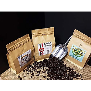 Natural Kraft Coffee Pouches, Resealable Coffee Bag with valve, Flat Bottom Pull Tab Zipper (50pcs / 8oz, 0.5lb, 227gram)