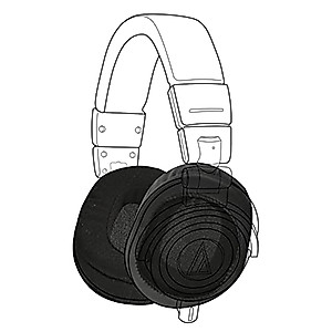Earpadz Replacement for Audio Technica ATH-M50X M Series, Sony MDR7506 Ear Pads, Protein Leather Headphone Cushions (Midnight, Black, 1 Pair)