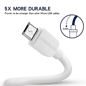 SMALLElectric Micro USB Cable (5-Pack, 6FT) Android Charger, Micro USB Charger Cable Long Android Phone Charger Cord for Samsung Galaxy S7 S6 Edge J7 S5,Note 5 4,LG 4 K40 K20,MP3,Kindle,Tablet,White