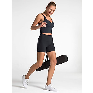 Dragon Fit High Waist Yoga Shorts for Women with 2 Side Pockets Tummy Control Running Home Workout Shorts(Medium, Black)