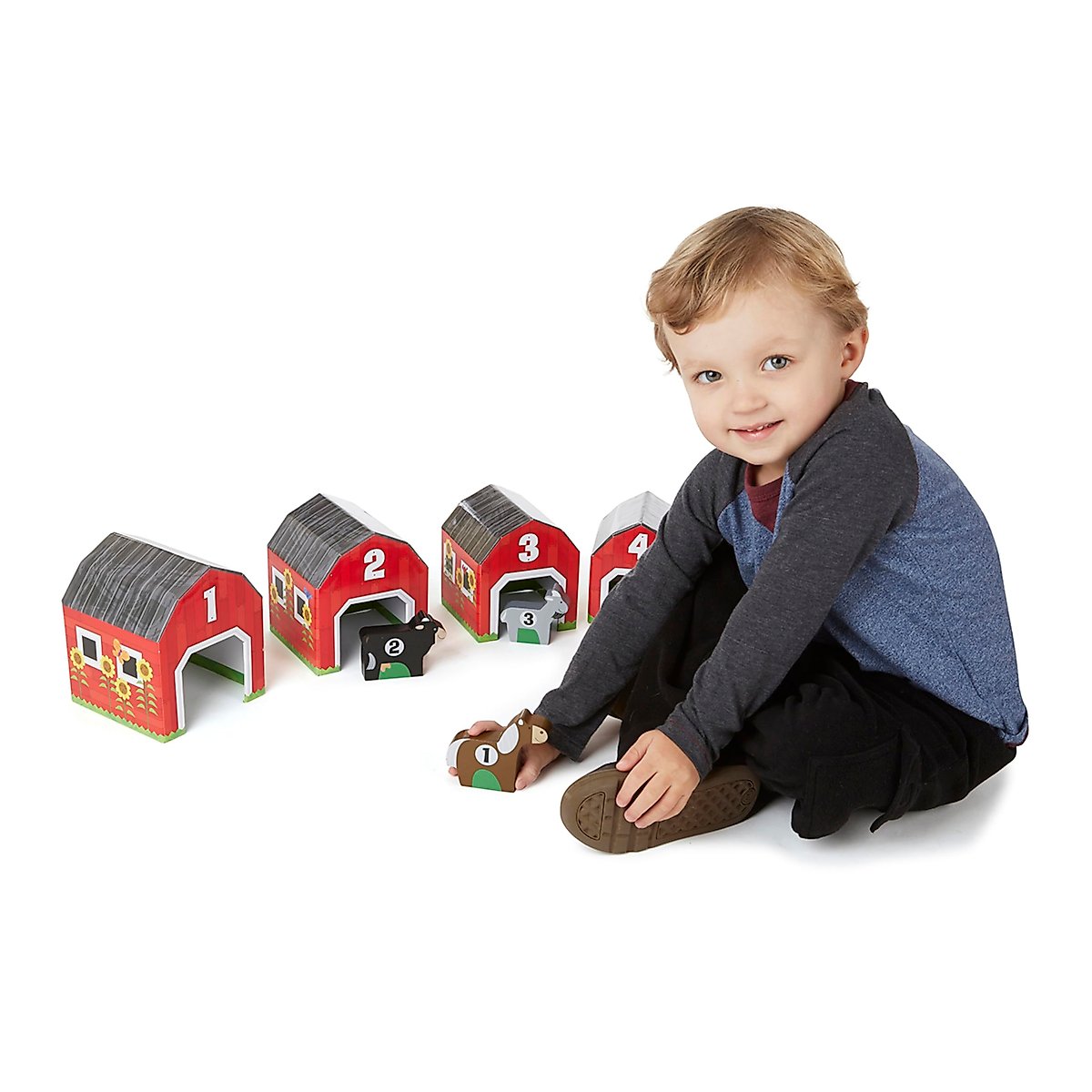 Melissa & Doug Nesting and Sorting Barns and Animals With 6 Numbered Barns and Matching Wooden Animals - Numbers Learning Toys, Sorting And Stacking Toys For Toddlers Ages 2+