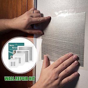 14pcs Drywall Repair Kits, 2/4/6/8 Inch Self Adhesive Fiberglass Mesh Dry Wall Patches Aluminum Sheet Plaster Wall Hole Repair Patches for Quick Fix Broken Walls Repair or Ceiling Filler