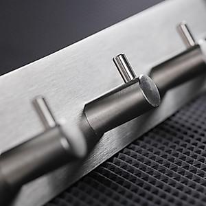 Self Adhesive Towel Hooks for Bathrooms Brushed Nickel Stick on Wall Hooks Bath Adhesive Towel Hanger Peel and Stick Matte Black Shower Hooks for Wall Adhesive Coat hook for Wall Mount 3 hooks