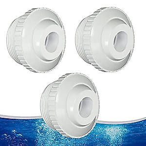 Broadsheet 3 Pieces Pool Opening Jet Nozzles, 3/4 Inch Opening Eye Ball Directional Flow Inlet Fitting, Standard 1-1/2 Inch Thread Pool Return Fittings Pool Accessories for Inground Pools (White)