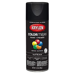 Krylon K05546007 COLORmaxx Spray Paint and Primer for Indoor/Outdoor Use, Flat Black , 12 Ounce (Pack of 1)