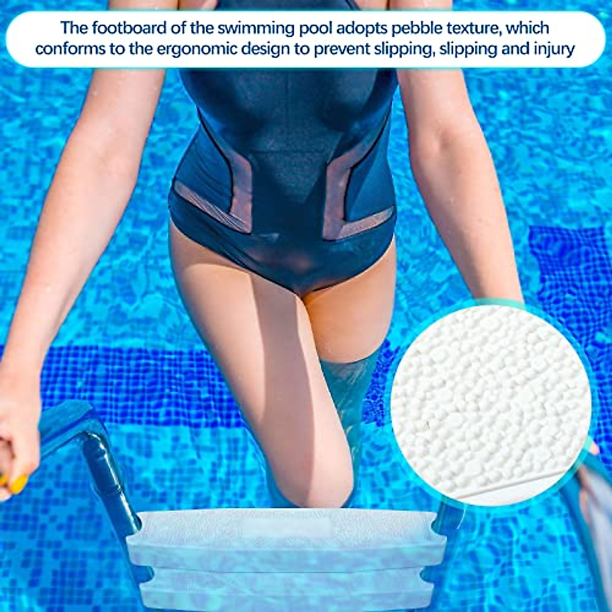 Wettarn 18 Inches Pool Ladder Steps Universal Swimming Pool Ladder Pedal Set Molded Plastic Swimming Pool Ladder Rung Step with Stainless Steel Bolts Fit for Inground and Above Ground Pools(6 Set)