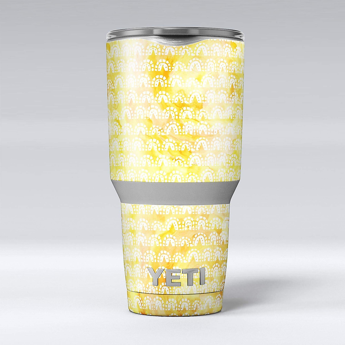 Design Skinz The Watercolor Yellow Surface with White Semi-Circles - Skin Decal Vinyl Wrap Kit Compatible with The Yeti Rambler Cooler Tumbler Cups