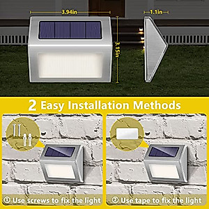 iThird Solar Step Lights, 6 LED Solar Fence Lights Waterproof Deck Step Lights Auto ON/Off Solar Powered Outdoor Lights for Decks Fences Steps Stairs Garden Backyard Patio Outside (12 Pack Daylight)