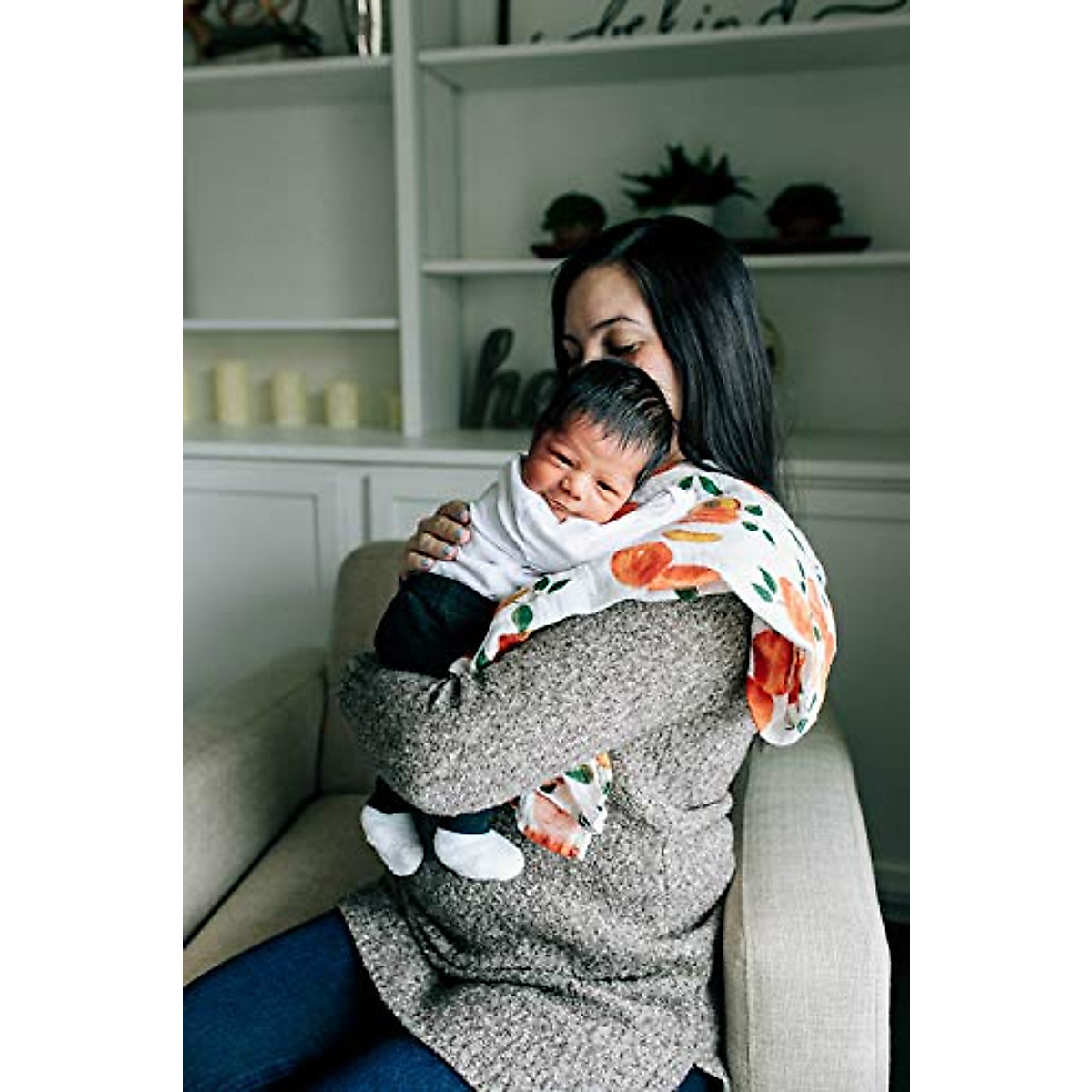 Red Rover Kids Cotton Muslin Swaddle - 47”x 47”- 100% Cotton – Machine Washable – Softer with Every Wash – Playful Designs -Soft, Breathable & Lightweight – Unisex (Peachy)