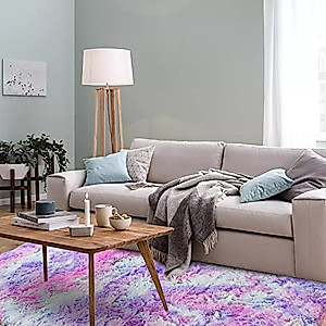 A Nice Night Shaggy Fluffy Faux Fur Area Rug,Soft, Luxurious Shag Carpet Rugs for Nursery Rug, Bedroom, Living Room, Luxury Bed Side Plush Carpets, Rectangle (Blue Purple, 5' x 7')