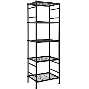 5-Wire Shelving Metal Storage Rack Shelves, Standing Storage Shelf Units for Laundry Bathroom Kitchen Pantry Closet(Black)