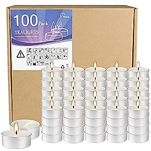 100-Pack Unscented Tea Lights Candles|4 Hour White Smokeless Tealight Candles|in Bulk Votive Little Candles for Shabbat, Wedding,Parties,Birthdays,Anniversaries