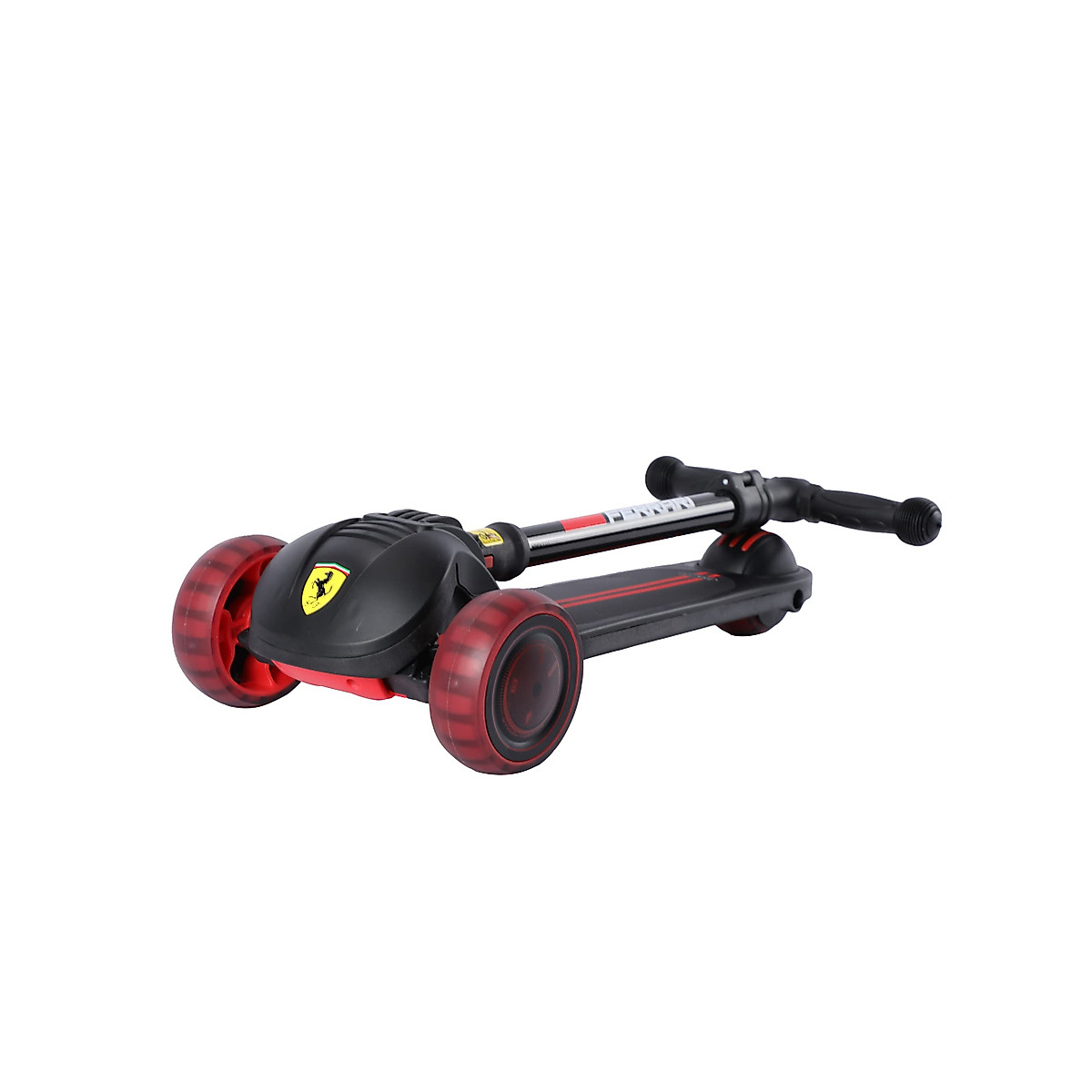 DAKOTT Ferrari Three Wheeled, Lean-to-Steer, Fold-to-Carry Italian-Designed Ferrari Scooter for Kids with Motion-Activated Light-Up Wheels for Ages 3-12 Years Old