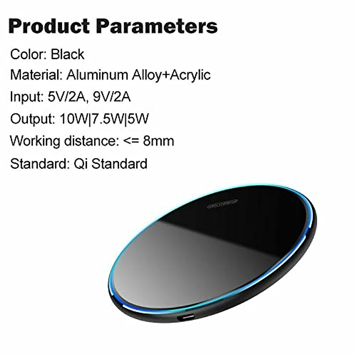 Wireless Charger+Type-C Receiver for Samsung Galaxy A20 A30 A50 A60 A70 A90 5G, Black