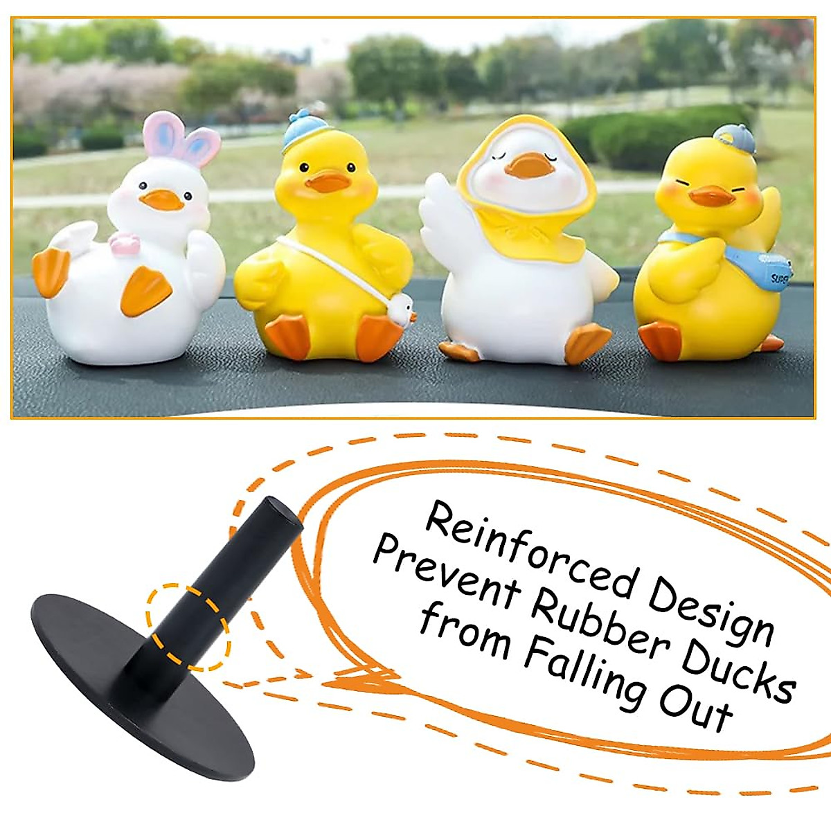 vsshe Duck Plug,10 Pack Jeep Duck Holder Dashboard Duck Jeep Lover Gift Sturdy Rubber Duck Mount with Double Sided Sticker for Jeep Dashboard and Mount Display(Excluding Rubber Duck) Black