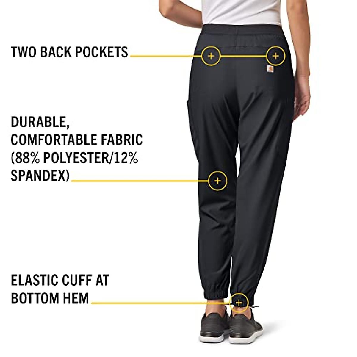 Carhartt womens Wmns Comfort Cargo Jogger Medical Scrubs Pants, Black, Medium US