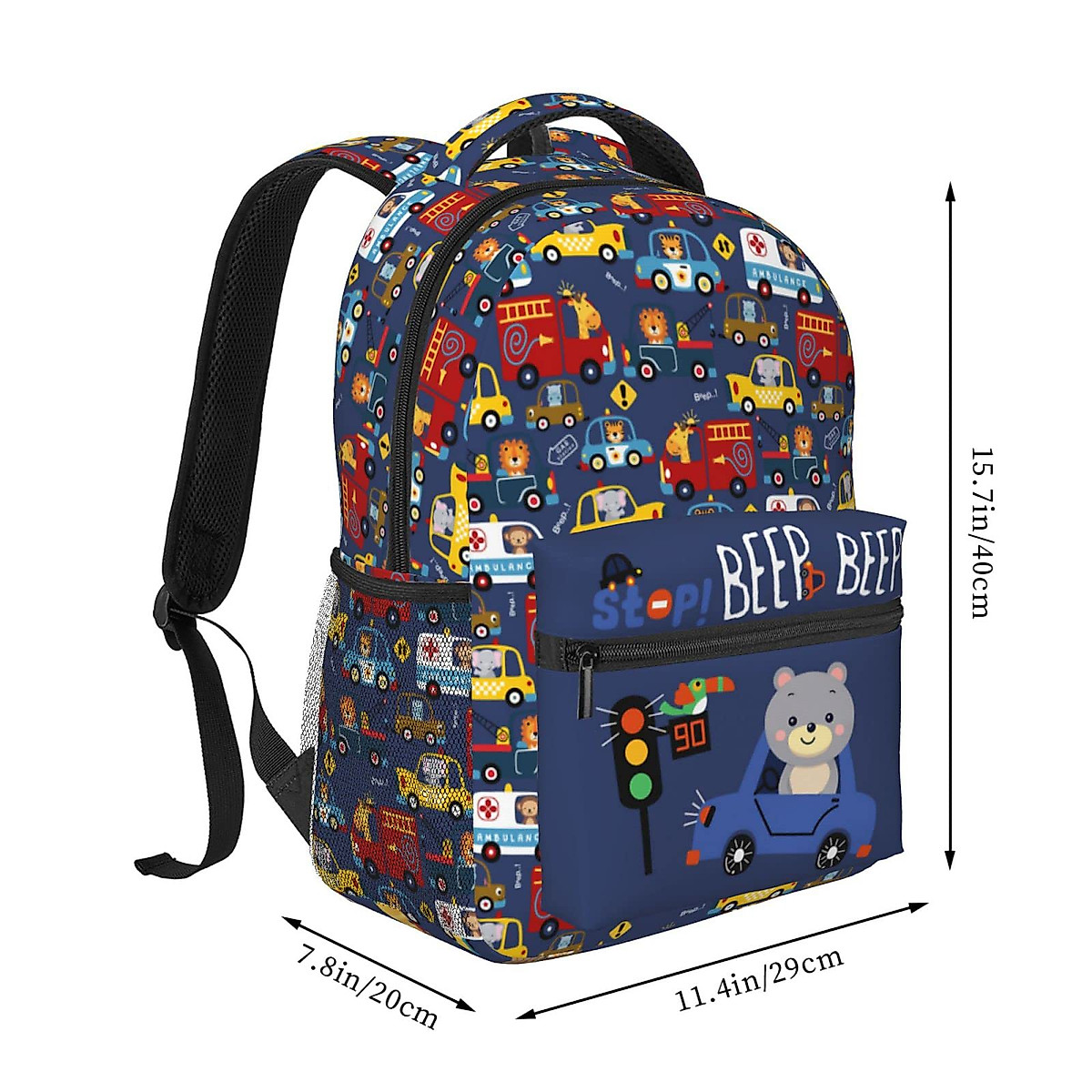 DAATUANG Cartoon Backpacks Car Backpack Zoo Animals Travel Backpack Blue Cute Backpack Durable Cars Back Pack Bear Back Packs Lion Simple Modern Bookbag Funny Backpack Trendy Bookbags Monkey Backpack