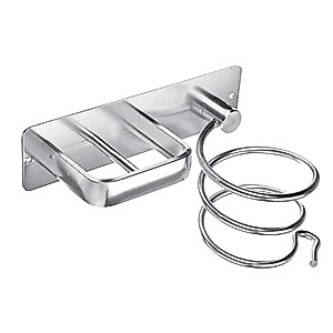 Hair Dryer Holder Wall Mount,Blow Dryer Organizer Wall Mounted Flat Irons,Curling Wands Save Space & Easy to Install Multi-Functional Hair Dryer Rack for Bedroom & Bathroom (Aluminum, siliver)