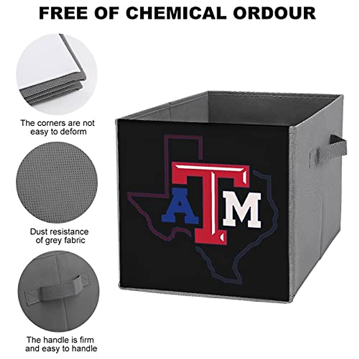 Texas ATM Map Collapsible Storage Bins Basics Folding Fabric Storage Cubes Organizer Boxes with Handles