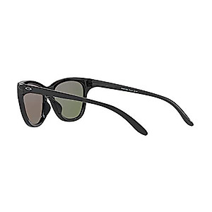 Oakley Women's OO9357 Hold Cateye Sunglasses, Polished Black/Violet Iridium Polarized, 55 mm