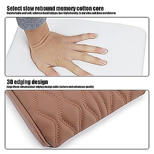 Dewkou 1 Pack Auto Center Console Pad, Memory Foam Car Leather Arm Rest Covering, Universal Waterproof Armrest Box Booster Pad, Anti-Scratch Cover for Car Armrest Box, for Most Vehicle (Coffee)