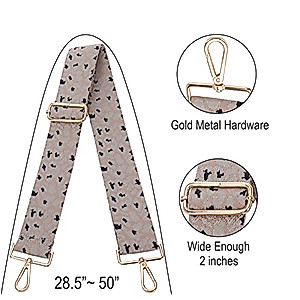 Purse Straps Replacement Crossbody - Crossbody Bag Straps for Purses, Wide Handbag Shoulder Strap for Tote Bags Guitar Style White Leopard (Wide:2'''')Medium