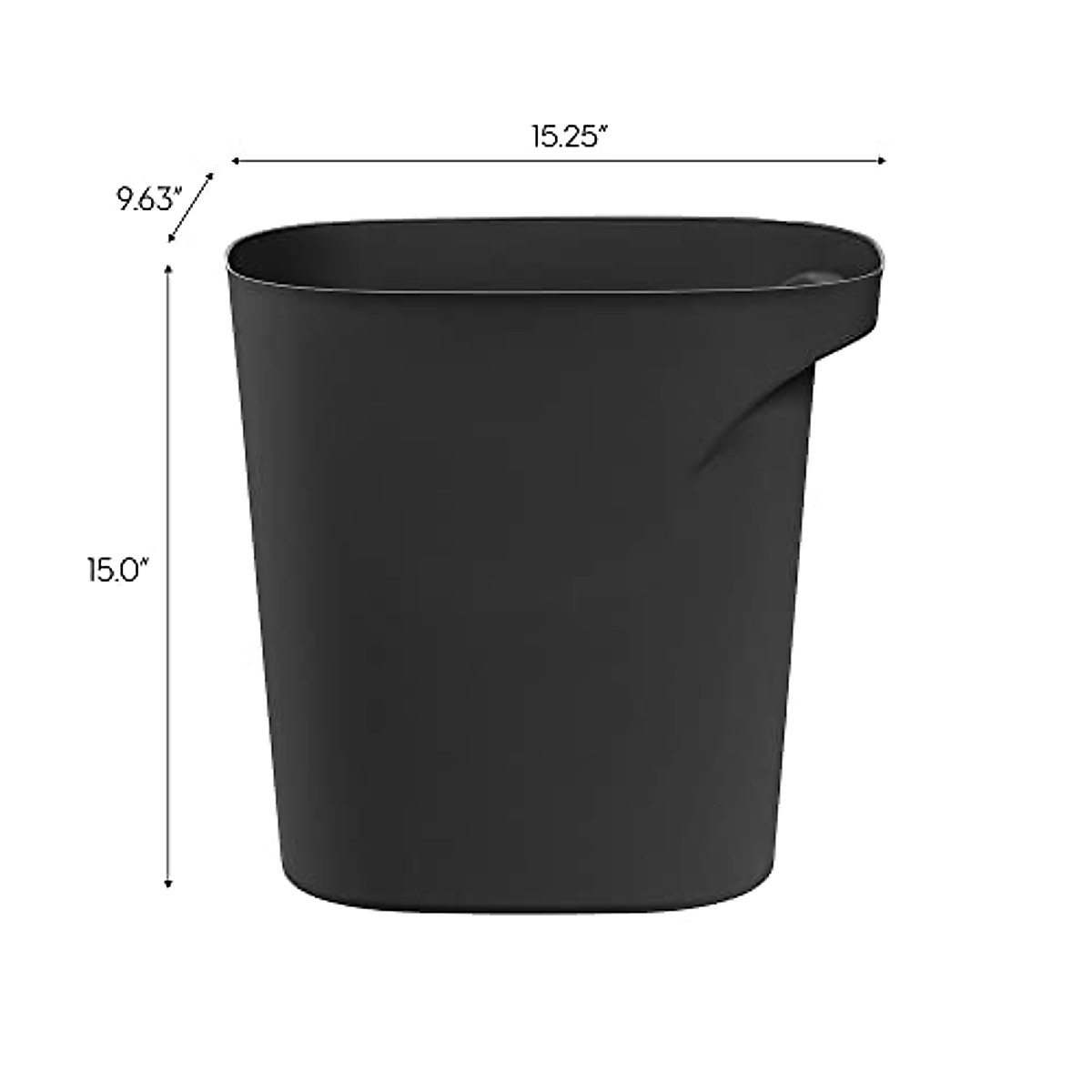IRIS USA 6 Gallon / 24 Quart Plastic Wastebasket Trash Cans for Home, Office, Bedroom, Bathroom, Made with Recycled Materials, Black, 2-Pack