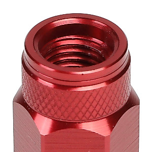 J2 Engineering LN-T7-026-15-RD 7075 Aluminum M12 x 1.5 25mm OD / 70mm 20x Lug Nut + 1x Key, Red