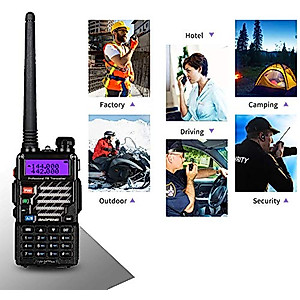 BAOFENG UV-5R+ Plus Two Way Radio, Long Range for Adults Rechargeable with Earpiece, Walkie Talkie for Outdoors, 144-148 420-450MHz, Qualette Series, Black