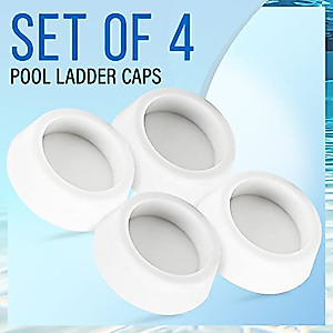 [4 Pack] Pool Ladder Bumpers to Protect Pool Liner - Protective Step Ladder End Cap for Inground Pool - Swimming Pool Ladder Parts - White Rubber End Cap for Swimming Pool Ladder - 1.9” Inner Diameter