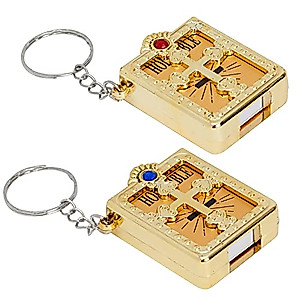 Juvale Bible Keychains - 12-Pack Mini Bible Keychain, Jesus Keychain, Miniature Holy Bible, Religious Keyrings, Religious Favors for Baptism, Church, Communion, English, Gold, 1.4 x 3.3 x 0.5 Inches