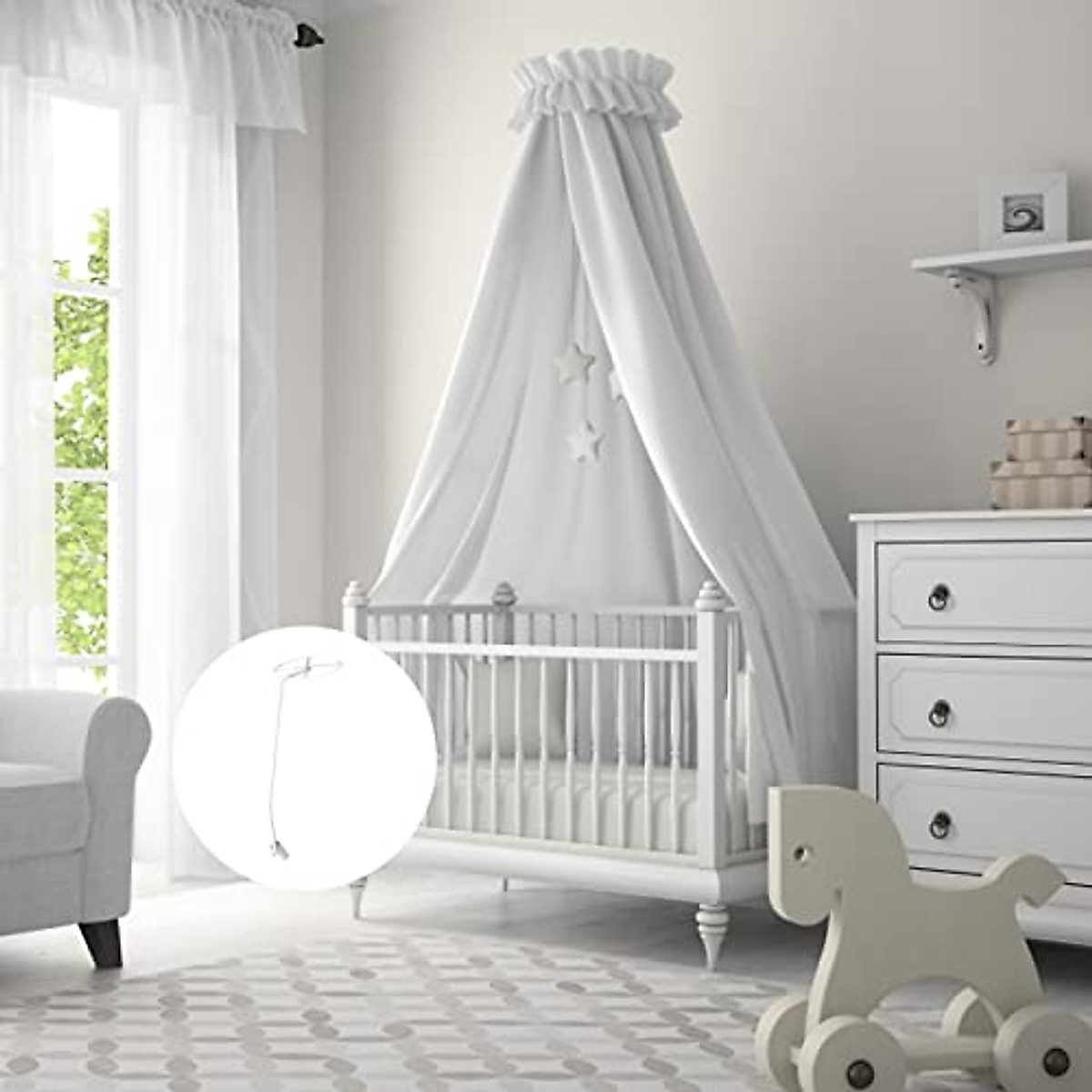 NUOBESTY Mosquito Net Stand, Mosquito Net Holder Clip- On Crib Canopy Holder Rack Mosquito Net Accessories for Baby Crib Bed