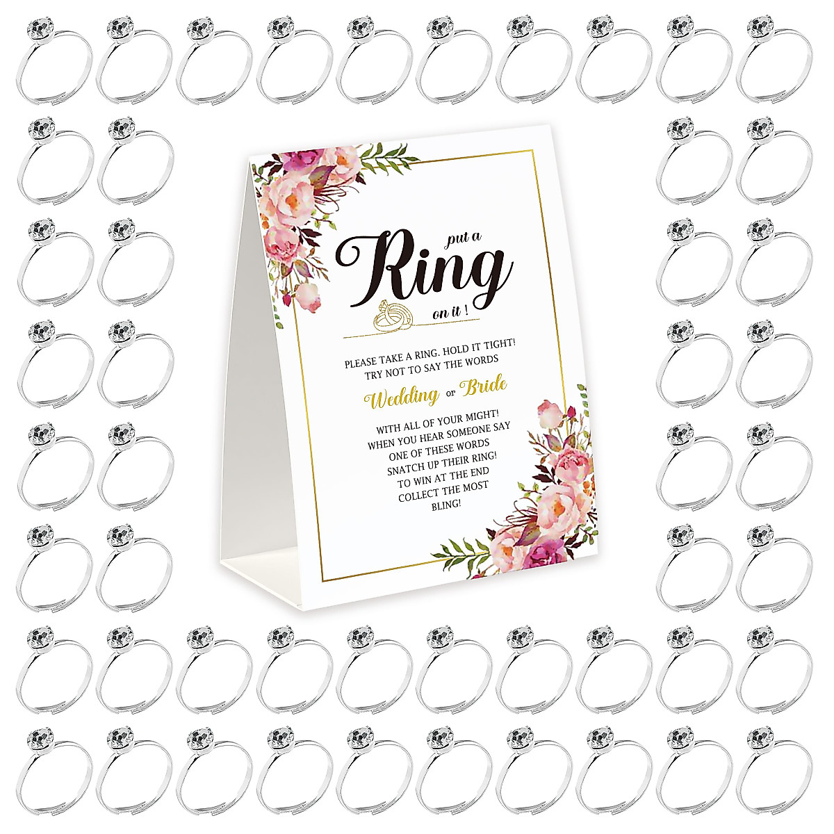 Put the ring in it's bridal shower game with rings, bridal shower game don't say bride game rules and 50 metal rings, bridal shower to guests wedding shower game-JZDS005