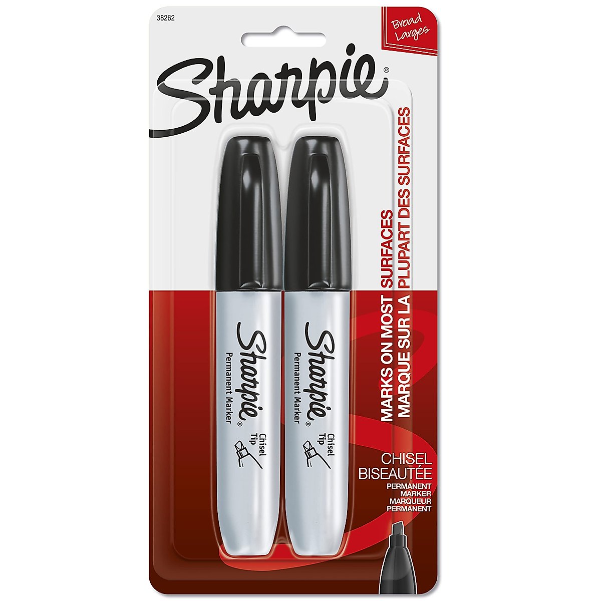 SHARPIE Permanent Markers, Chisel Tip, Black, 2 Count
