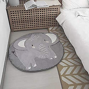 Ultra Soft Indoor Modern Area Rugs, Cartoon Elephant Pattern Baby Play Mat Pad Crawling Blanket Carpet Decor for Children Bedroom Home Decor