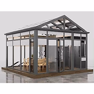 Generic Soundproof Windproof Modular Prefab Sun Room Glass Garden House Outdoor Aluminium Triangle Sunroms, Customized