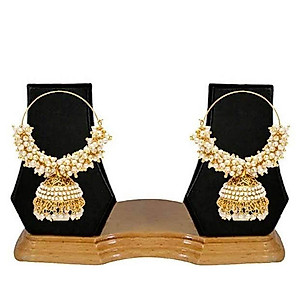 Crunchy Fashion Bollywood Stylish Traditional Indian Jewelry Meenakari Jhumka Earrings for Women, Large, Metal, cultured pearls