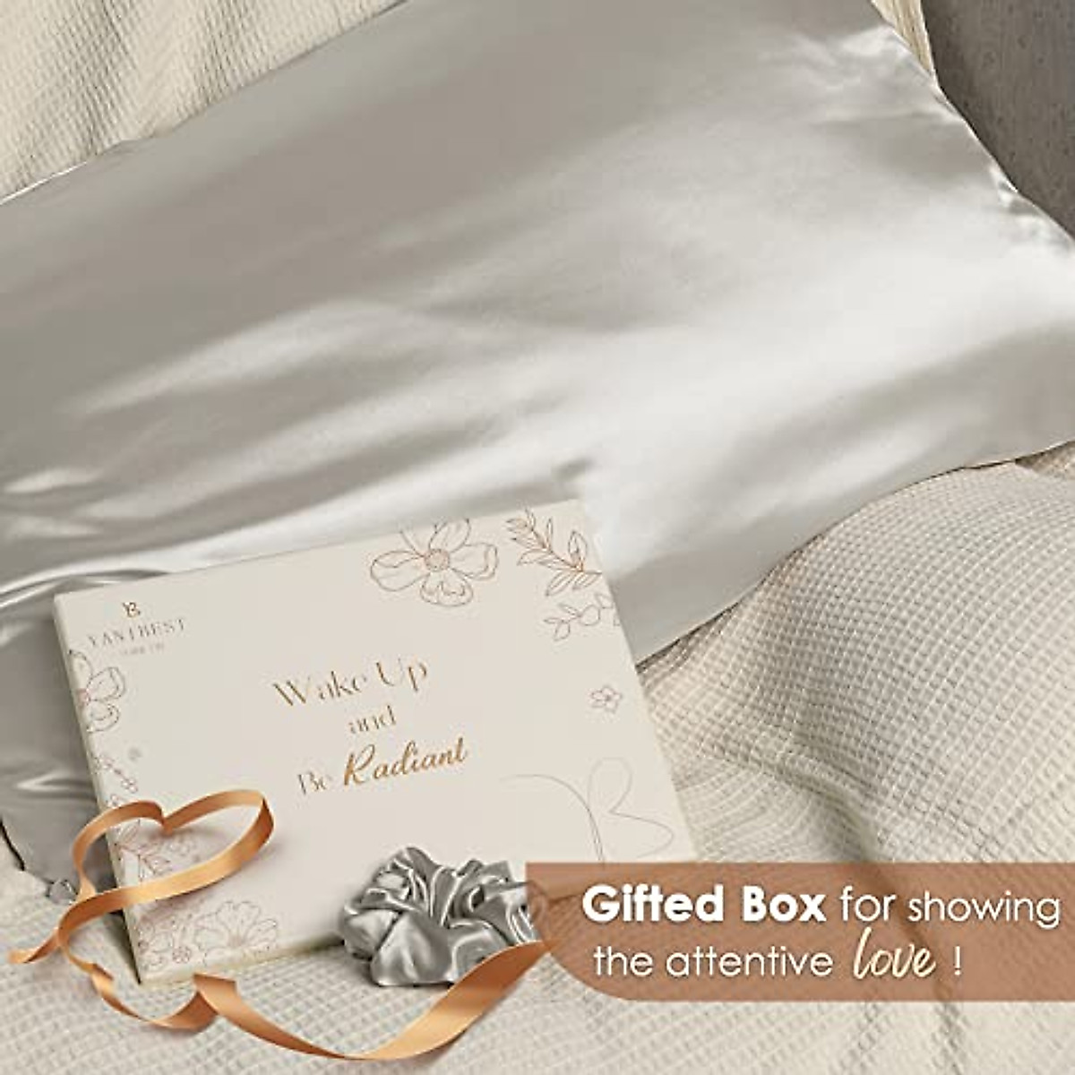 YANIBEST Satin Pillowcase for Hair and Skin Silk Pillowcase 2 Pack with Zipper Cooling Vegan Silk Pillowcase for Hair & Skin | King 20x36 inches