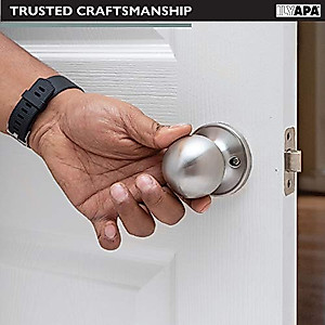 Ilyapa Passage Door Knob for Hall and Closet - Ball Style, Satin Nickel Interior Keyless Non Locking Indoor Doorknob, Round Door Handle, Satin Nickel, 10 Pack