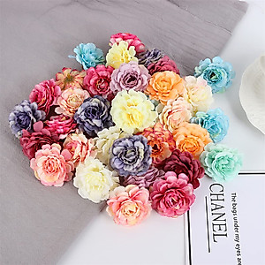20pcs Roses Buds Artificial Flowers Bulk, 2" Small Silk Rose Artificial Flower Head Fake Flower For Home Decor Christmas Party Marriage Wedding Decoration DIY Wreath Accessories (Milky White)