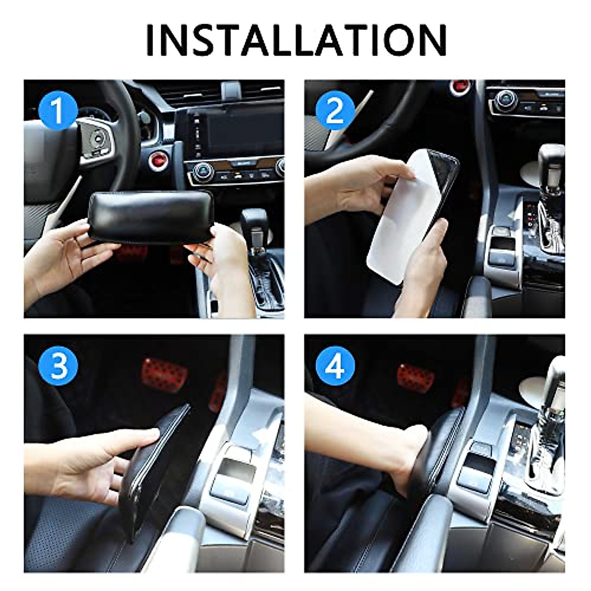 TOMALL 2pcs Car Knee Cushion Soft Leather Auto Center Console Knee Leg for Foot Knee Pain Relief Universal Knee Elbow Pads for Car Central Control Door (Black)