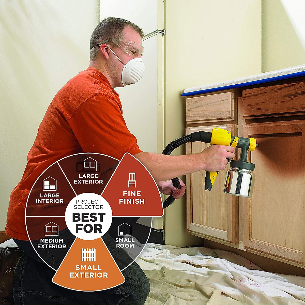 Wagner Spraytech 0518080 Control Spray Max HVLP Paint or Stain Sprayer, Complete Adjustability for Decks, Cabinets, Furniture and Woodworking, Extra Container included, Yellow/Black