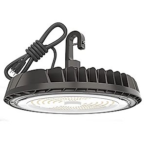 HYPERLITE LED High Bay Light 150W 21,000 lm 5000K LED UFO Light 5' Cable with US Plug for Factory Warehouse Workshop Gym Barn Garage 2022 New UL Listed