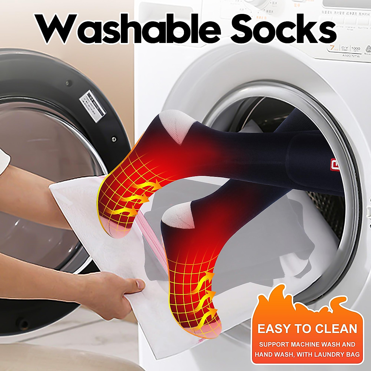 Autocastle Unisex Electric Heated Socks Rechargeable Battery Powered Heating Socks Men Women battery Operated Winter Warm Socks Kit Novelty Sports Outdoor Camping Hiking Climbing Skiing Foot Warmer