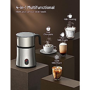 RATRSO Milk Frother and Steamer, 4 IN 1 Frother for Coffee 16.9OZ, Hot Chocolate Maker, Detachable Milk Warmer, Hot/Cold Foam Maker, Dishwasher Safe, Frother for Coffee, Latte, Cappuccino