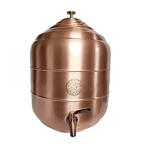 American Ayurveda Countertop 100% Pure Copper 5 Gallon Dispenser Storage Tank Pot With Stainless Steel Faucet and Lid Kitchen Home Health Yoga Meditation