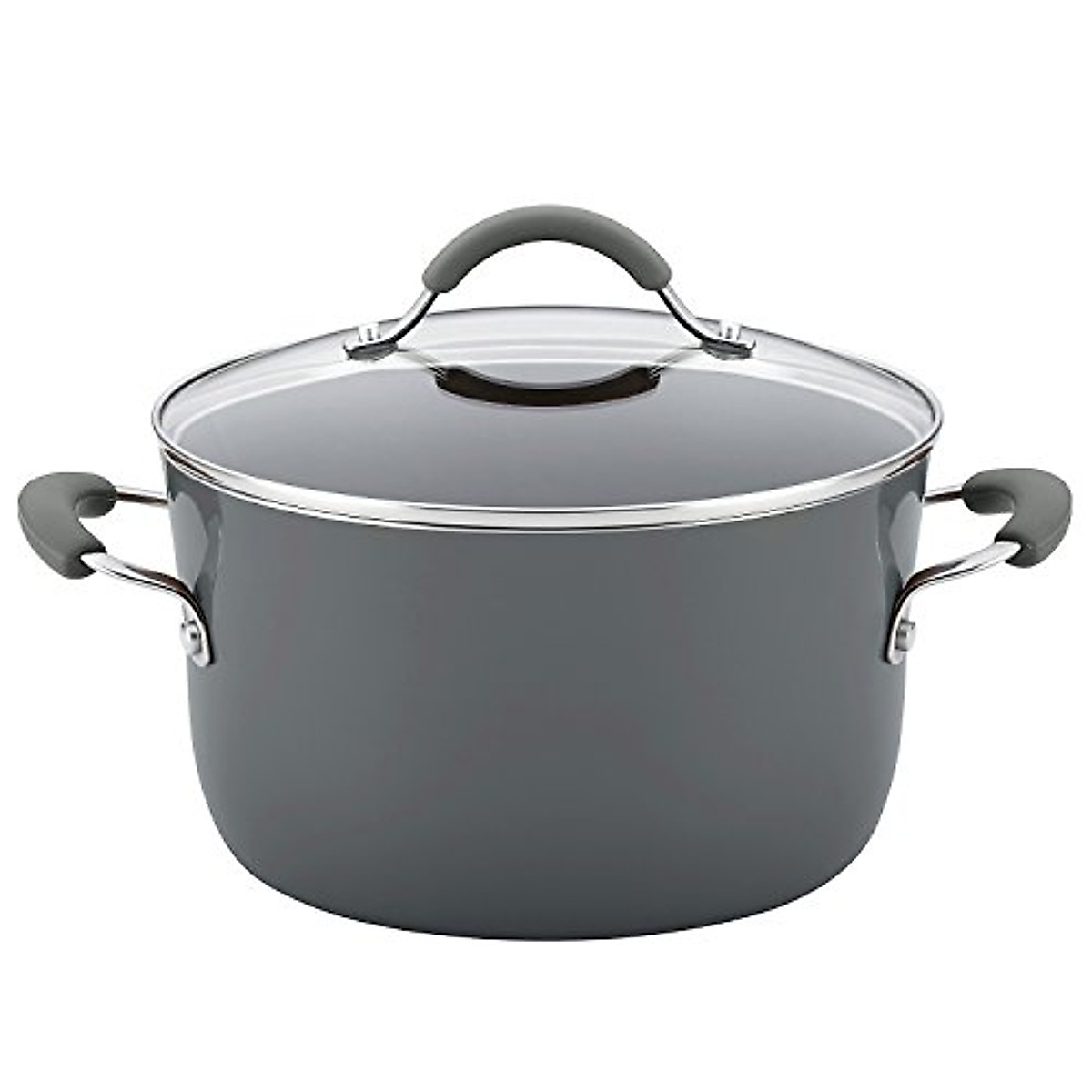Rachael Ray - 16802 Rachael Ray Cucina Nonstick Cookware Pots and Pans Set, 12 Piece, Sea Salt Gray