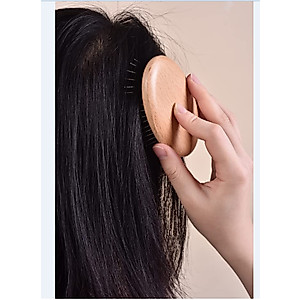 KELANYIS Hair Brush, Steel Needle, Mini, Massages Scalp, Travels Easy, All Hair Types, Unisex, 1.0 Count, GI, Oblong, Metal, Wood, Rubber